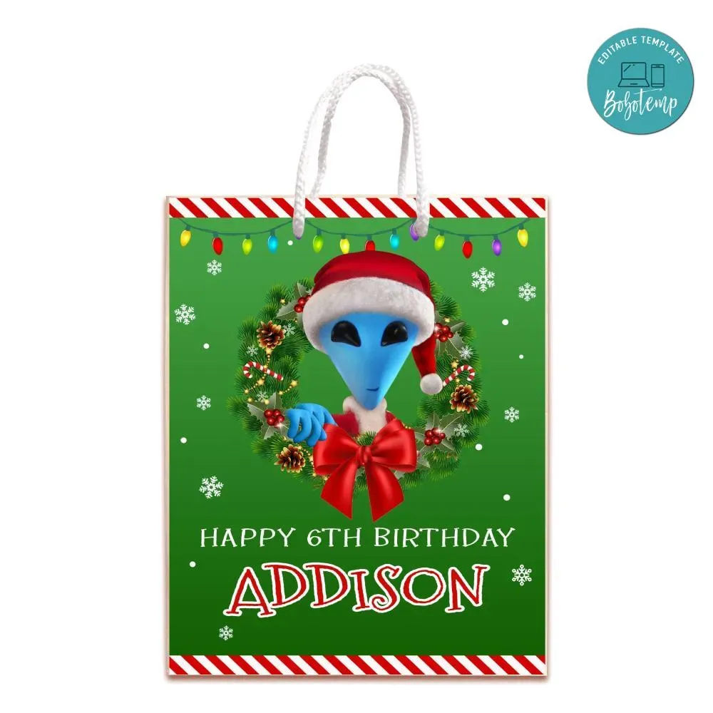 Alien Xmas Gift Bag Label Template Printable DIY | Bobotemp