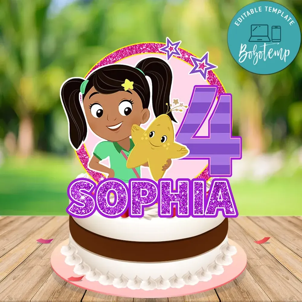 Ninas World Birthday Cake Topper Template Printable Createpartylabels