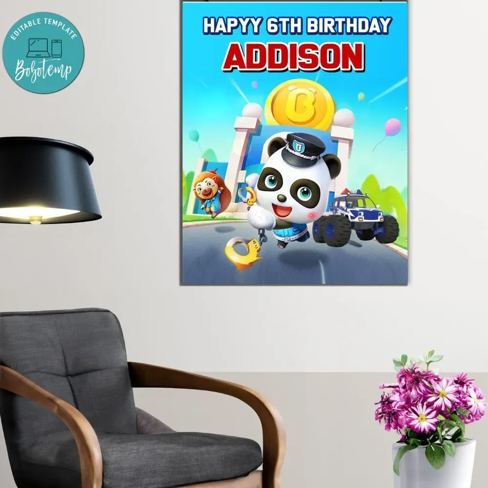 Babybus Police Birthday Welcome Sign Digital File Printable DIY | Bobotemp