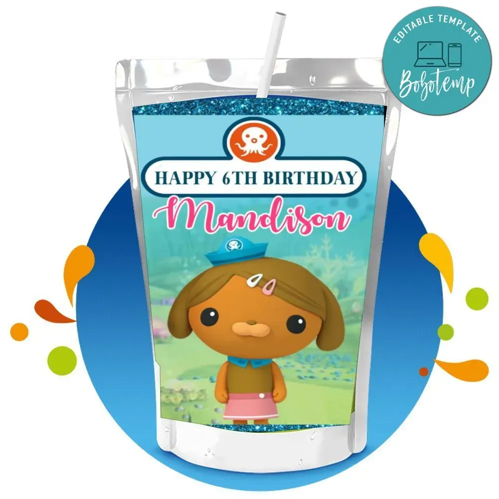 Dashi Dog Octonauts Capri Sun Birthday Digital File Printable | Bobotemp