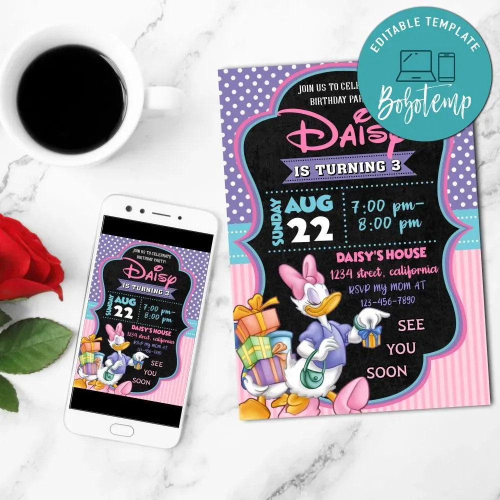 Daisy Duck Flyer Customizable Template DIY | Bobotemp
