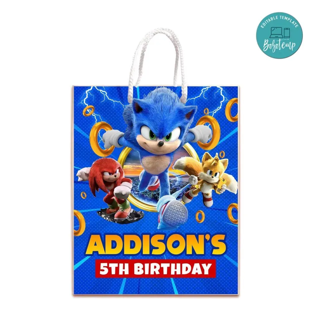 Sonic Gift Bag Label Template Printable DIY | Bobotemp