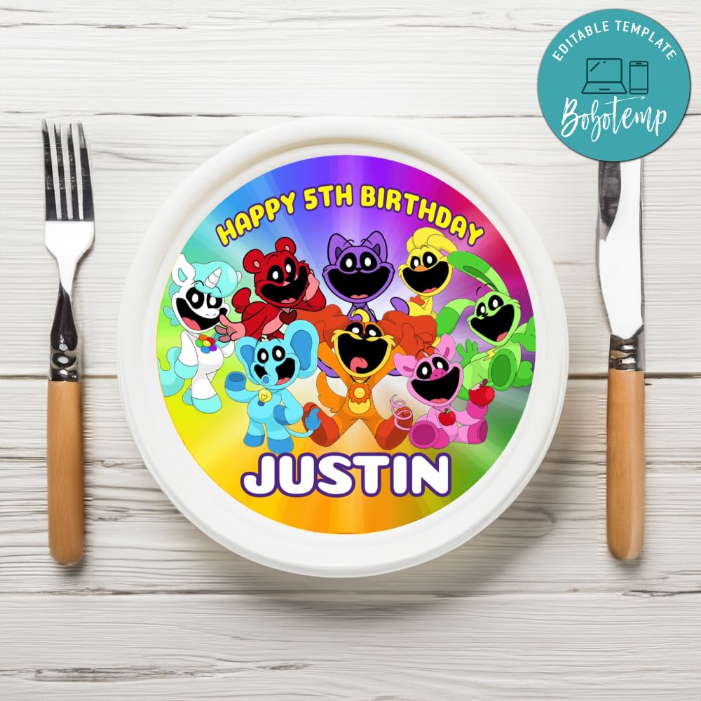 Smiling Critters Birthday Plate Template Customizable To Print At Home ...