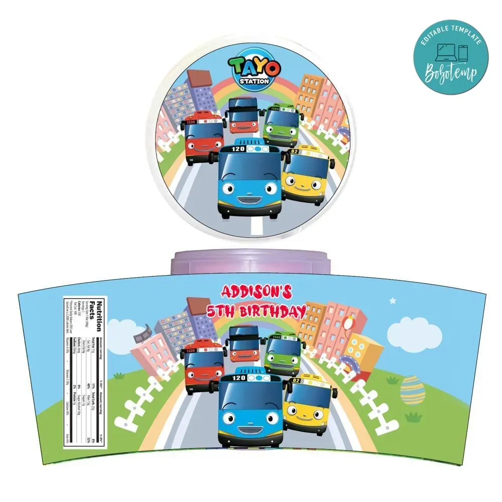 Tayo The Little Bus Cotton Candy Label Template | Bobotemp
