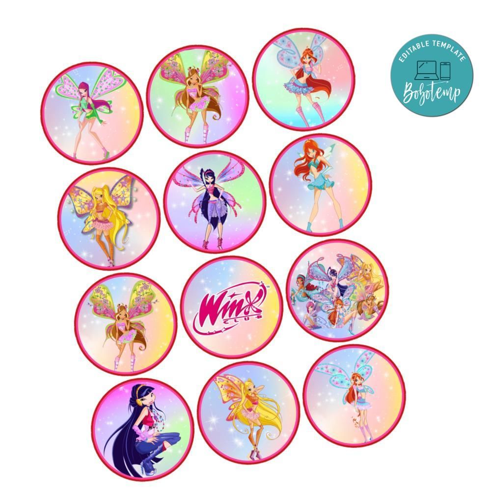 Winx Cupcake Toppers Template Printable Instant Download | Bobotemp