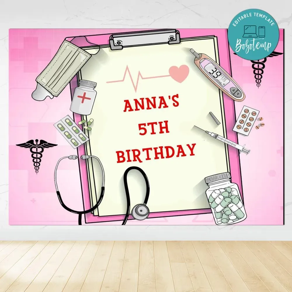 Nursing Birthday Backdrop Digital File Template | Bobotemp