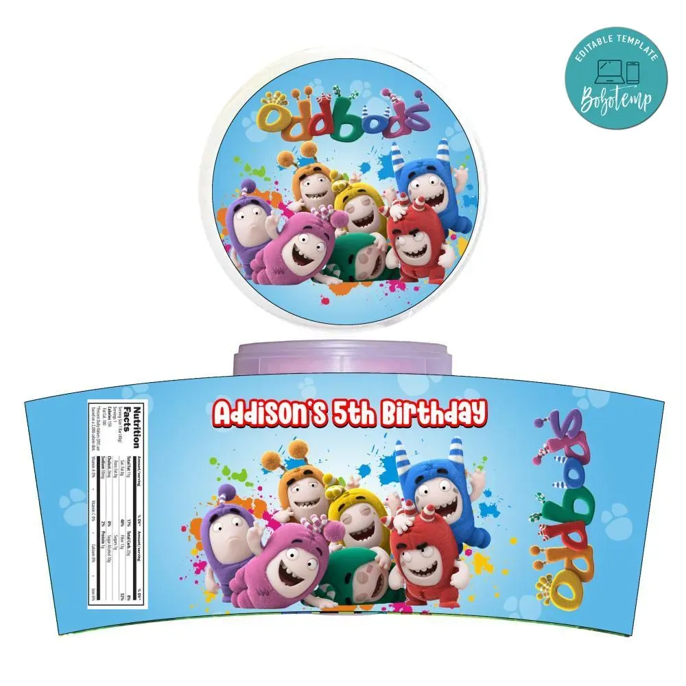 Oddbods Cotton Candy Label Template | Bobotemp