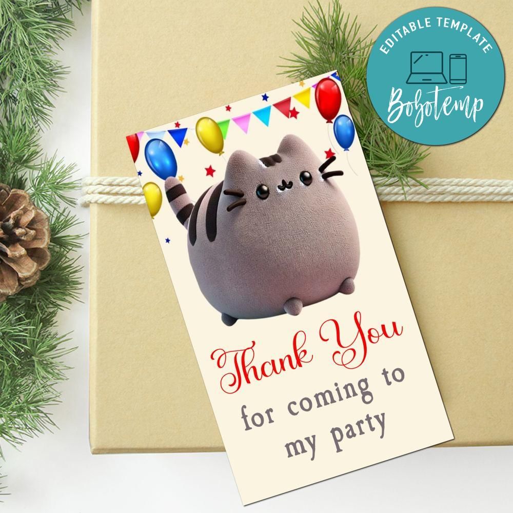 Cat Thank You Tag Customizable Template | Bobotemp