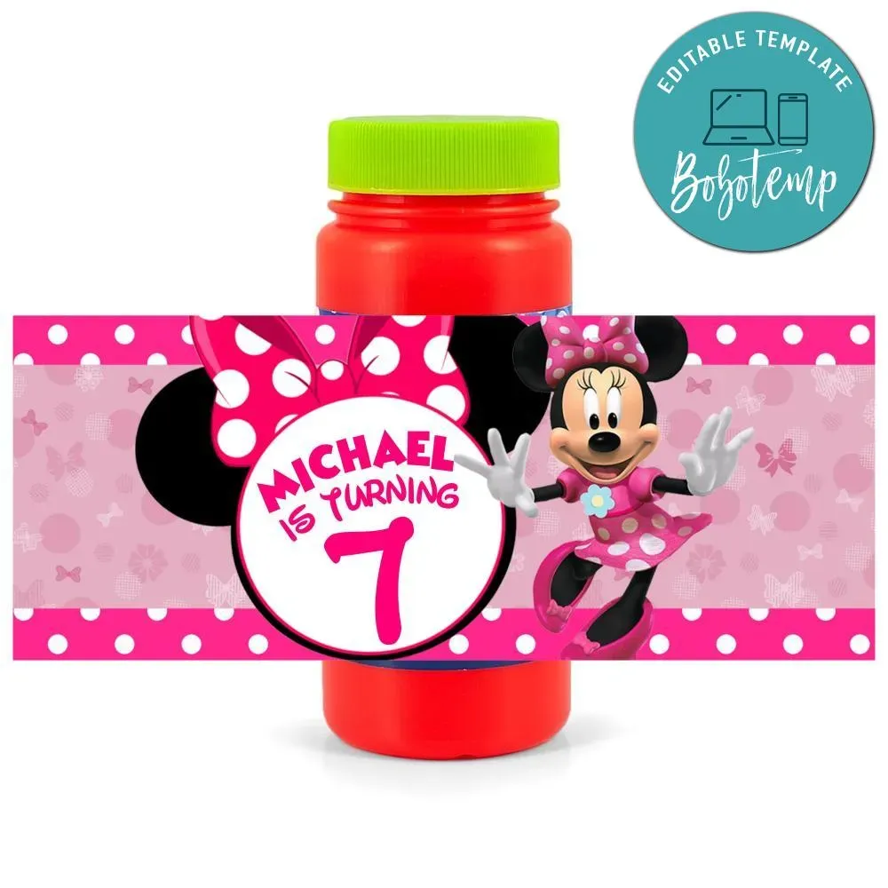 Minnie Mouse Bubbles Wrapper Template to Print at Home DIY | Bobotemp