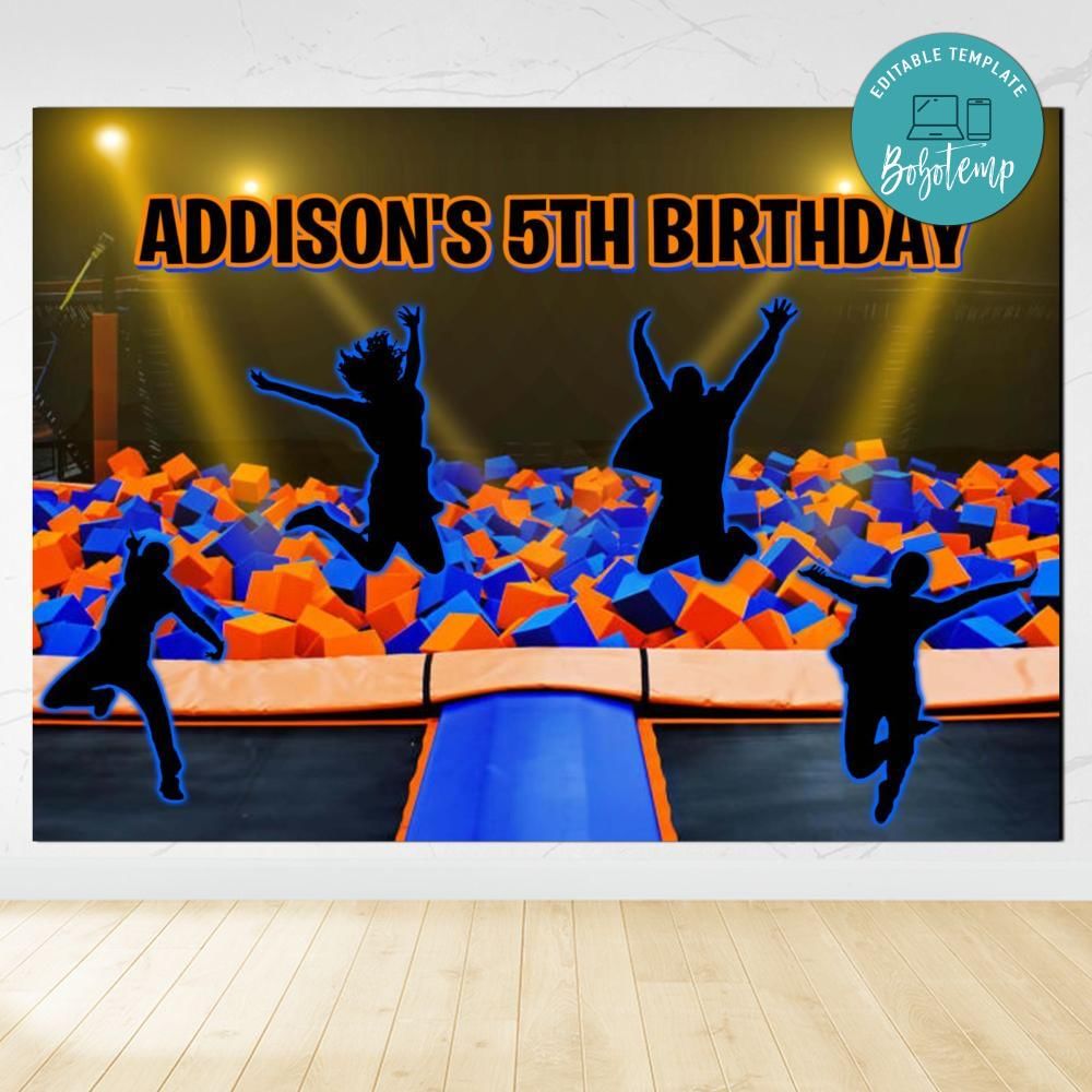 Sky Zone Birthday Backdrop Digital File Template | Bobotemp