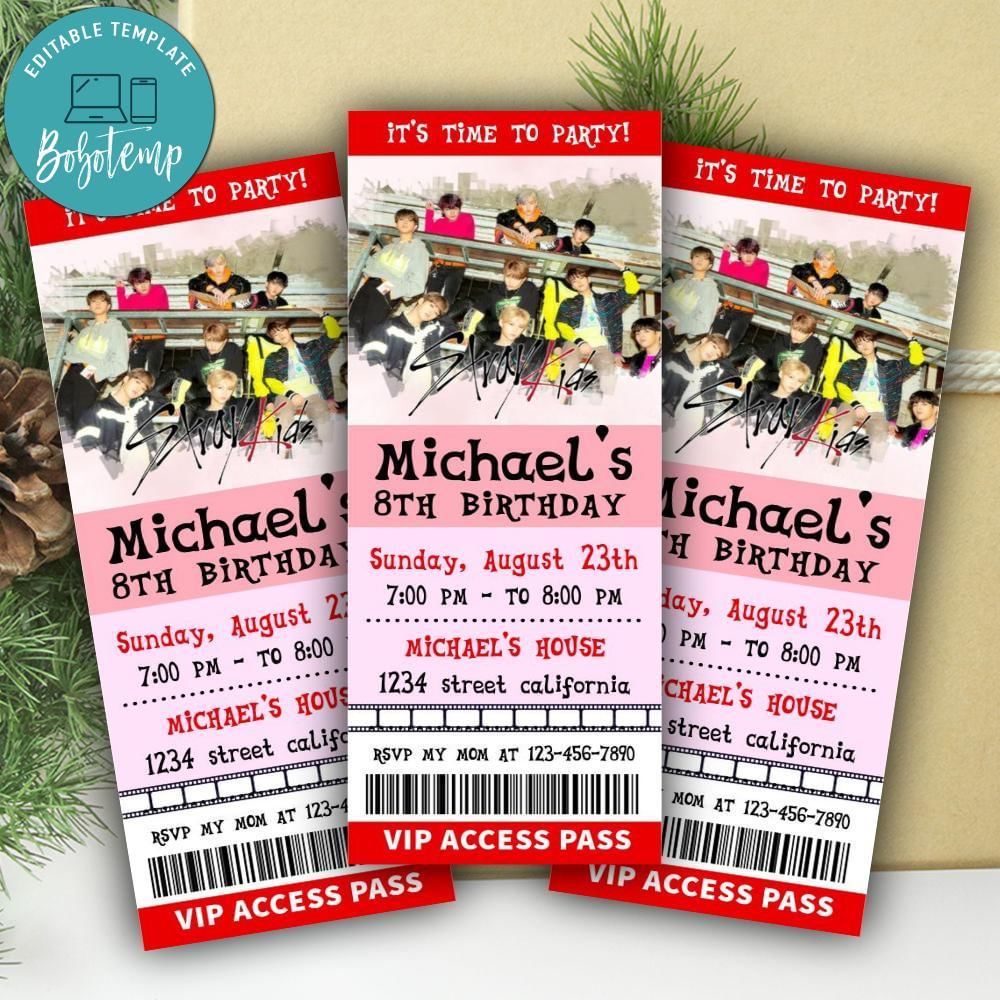 Stray Kids Ticket Invitation Customizable Template | Bobotemp
