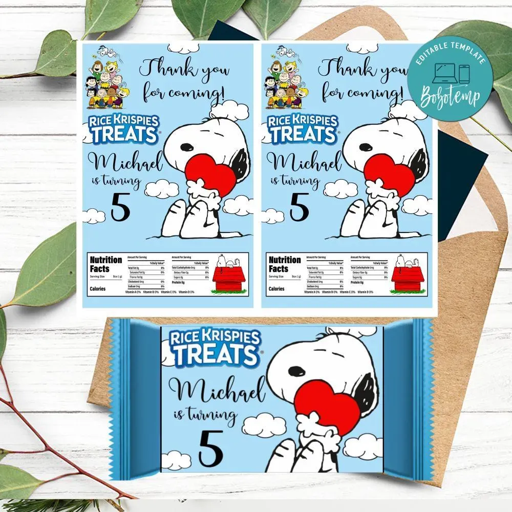 Snoopy Rice Krispies Treats Template Printable DIY | Bobotemp