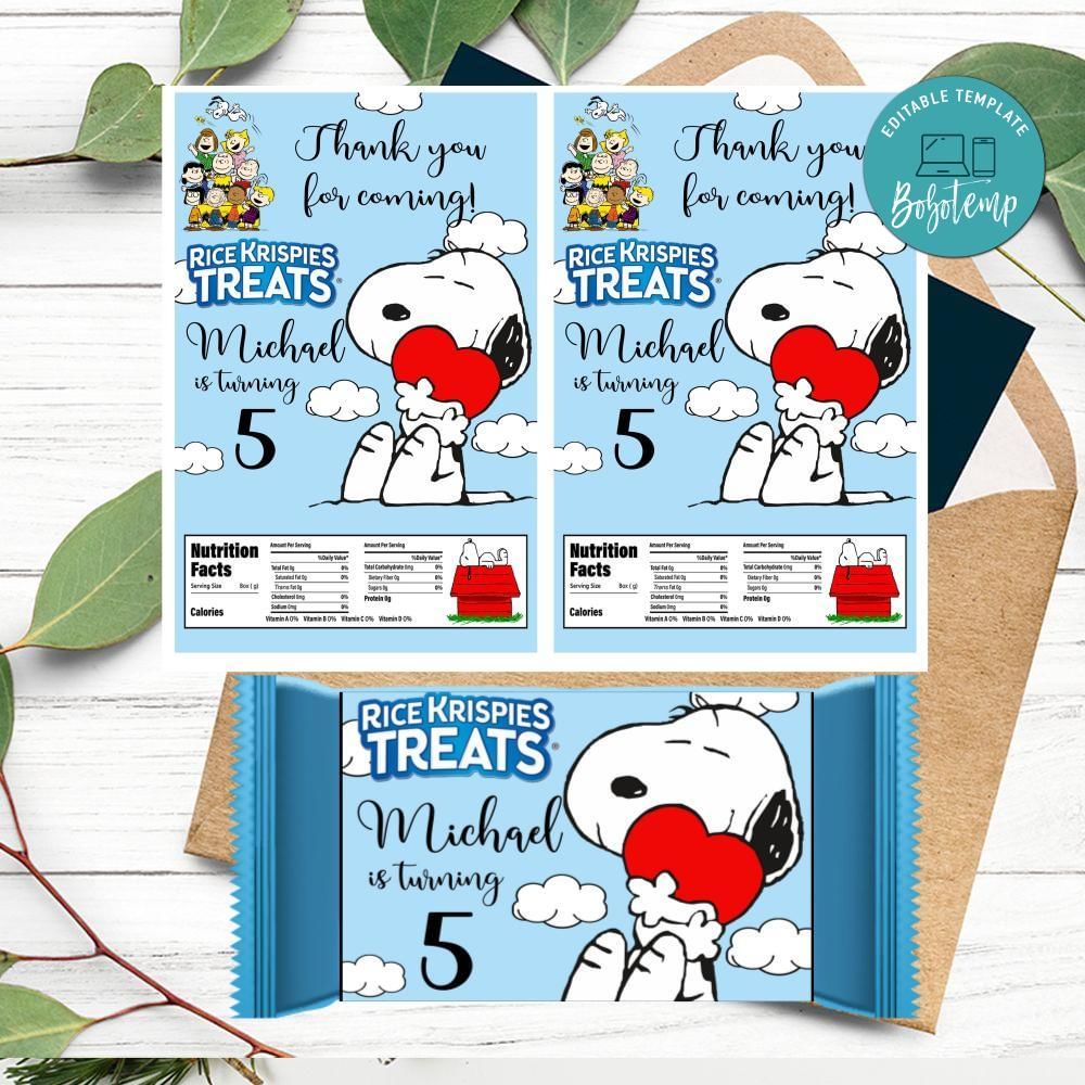Snoopy Rice Krispies Treats Template Printable DIY | Bobotemp