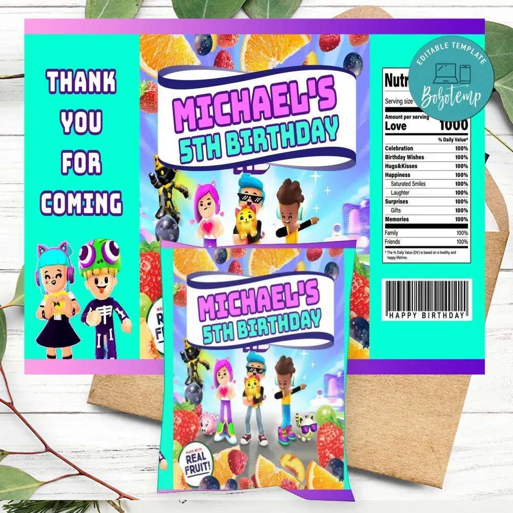 Pk-xd Birthday Party Fruit Snack Bag Digital File | Bobotemp