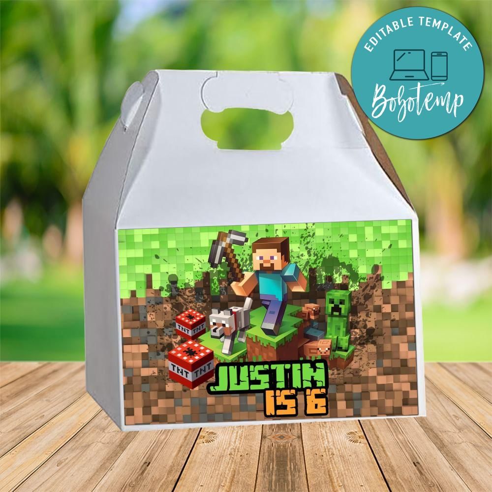 Minecraft Gable Box Digital File Printable DIY | Bobotemp
