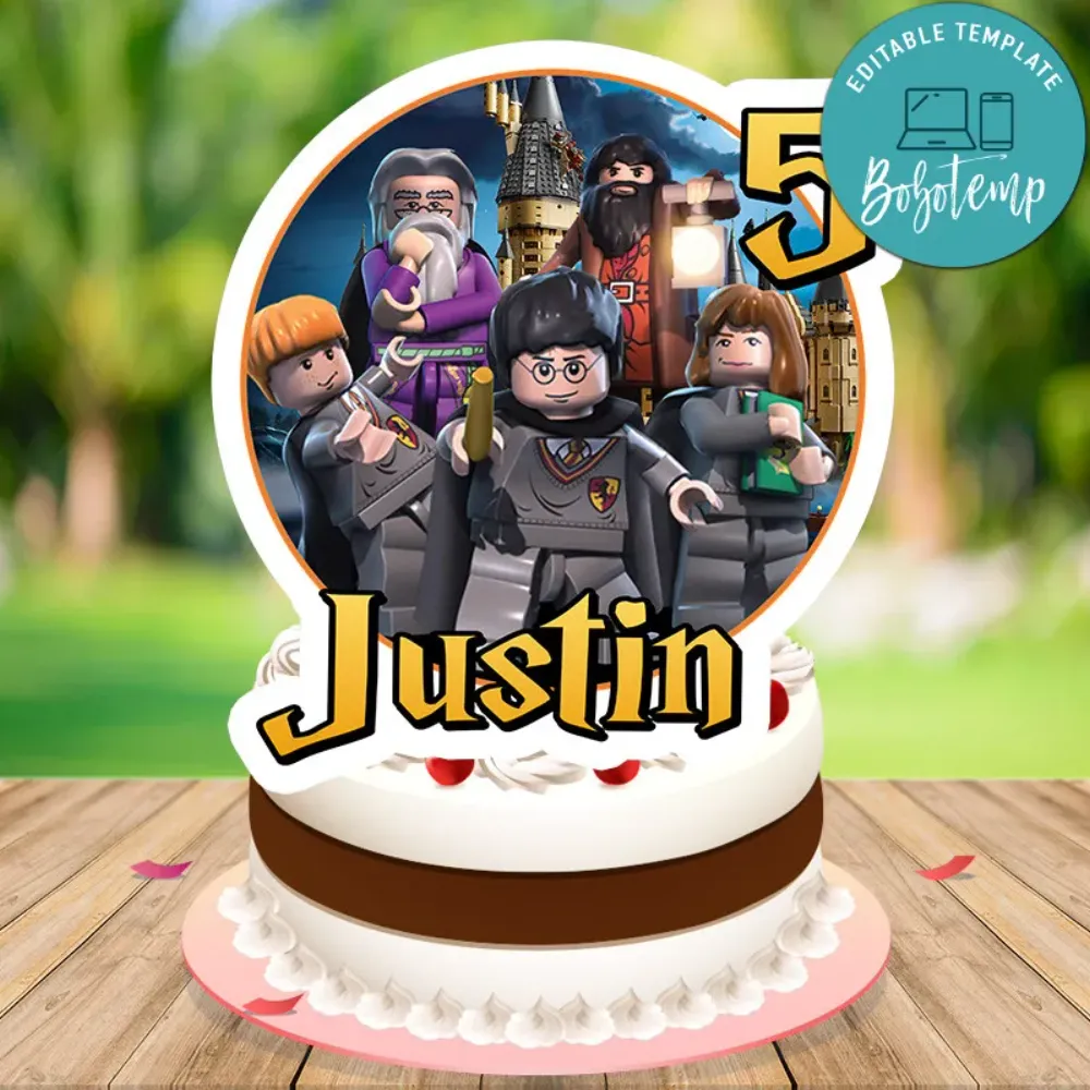 Lego Harry Potter Birthday Cake Topper Template Printable | Bobotemp
