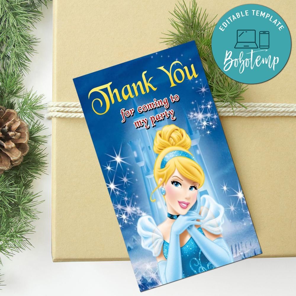 Cinderella Thank you tag Customizable Template | Bobotemp
