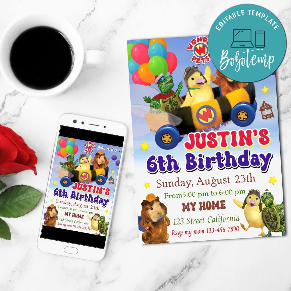 Wonder Pets Birthday Invitation Customizable Template | Bobotemp