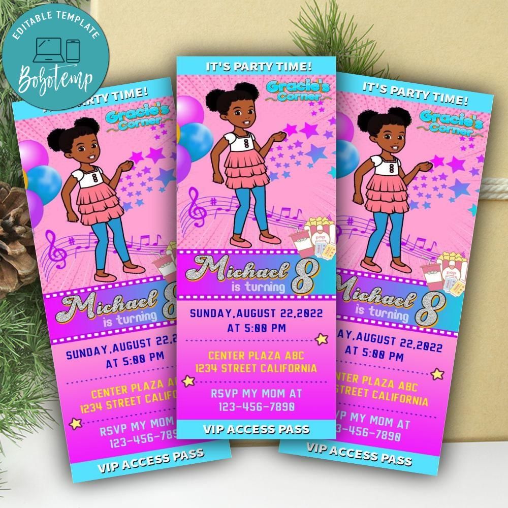 Gracie s Corner Ticket Invitation Customizable Template Bobotemp