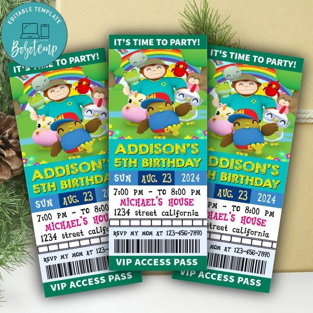 Didi And Friends Ticket Invitation Customizable Template | Bobotemp