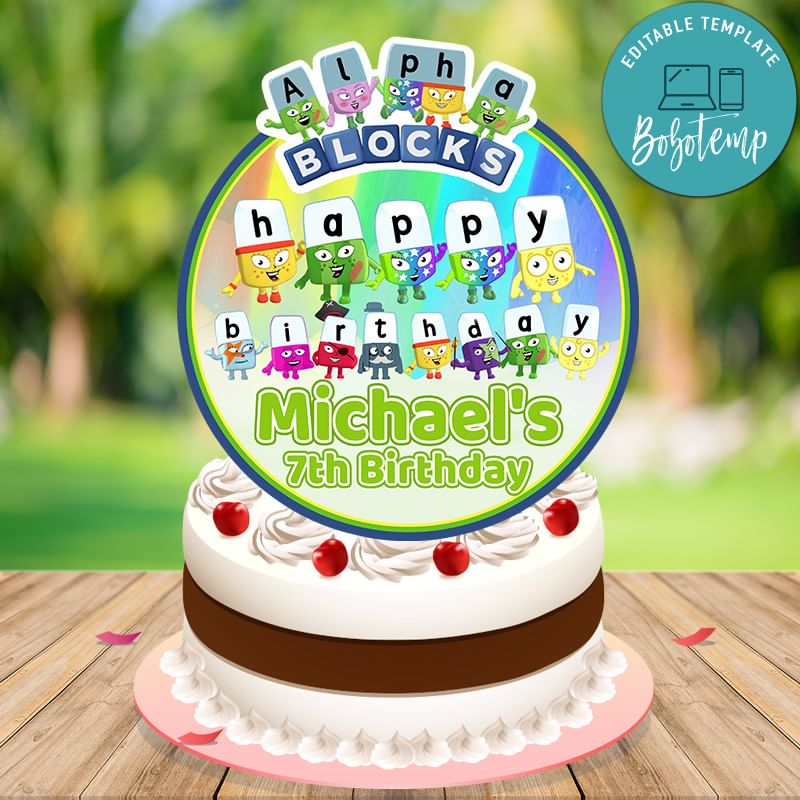 Alphablocks Birthday Cake Topper Template Printable | Bobotemp