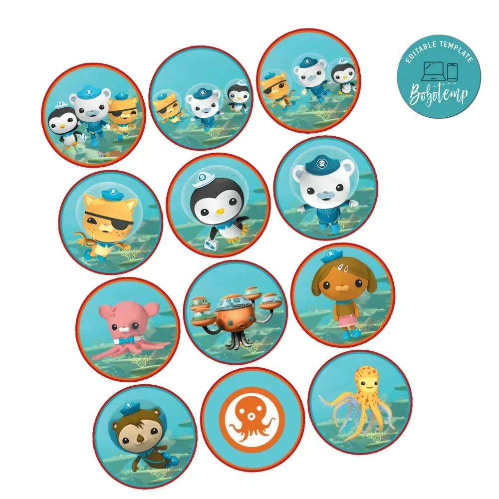 Octonauts Cupcake Toppers Template Printable Instant Download | Bobotemp