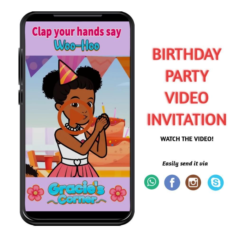 Gracie s Corner Video Invitation Digital Template Customizable Bobotemp