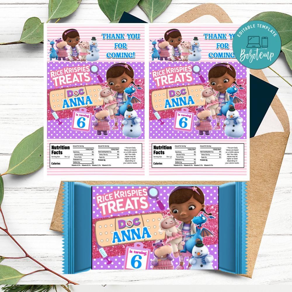 Doc McStuffins Rice Krispies Treats Template Printable DIY | Bobotemp