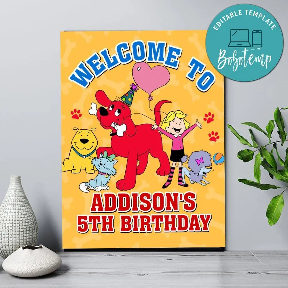 Clifford Birthday Welcome Sign Digital File Printable DIY | Bobotemp