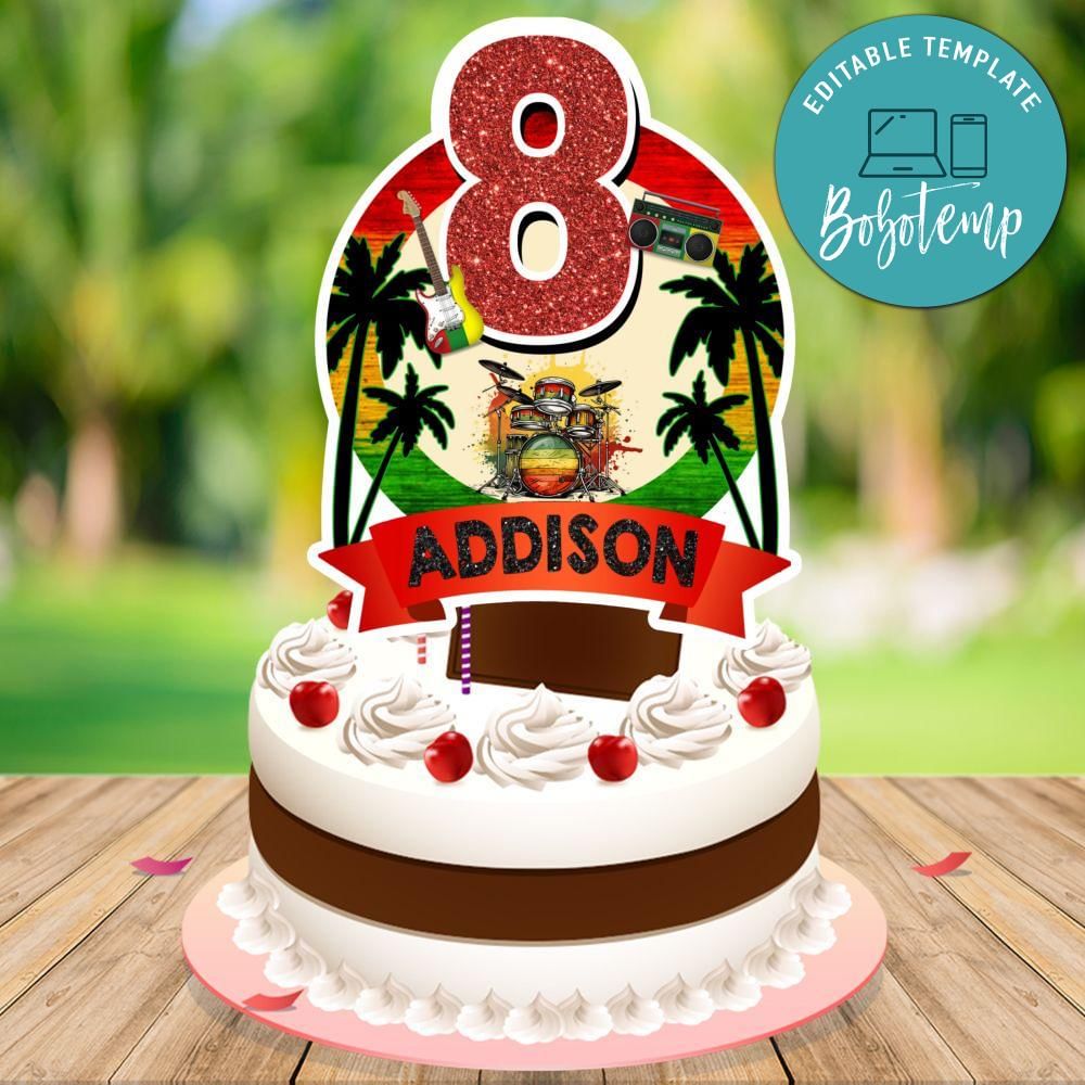 Reggae Birthday Cake Topper Template Printable | Bobotemp