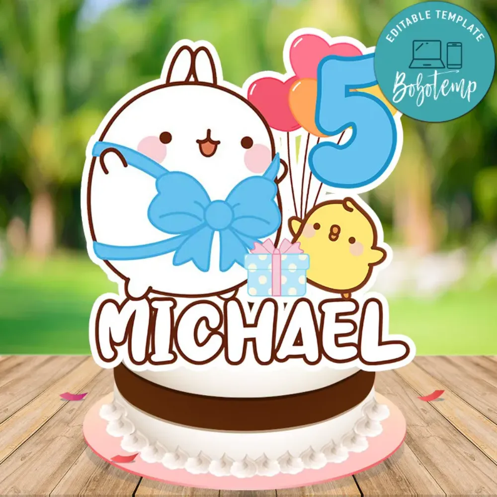 Molang Birthday Cake Topper Template Printable Createpartylabels