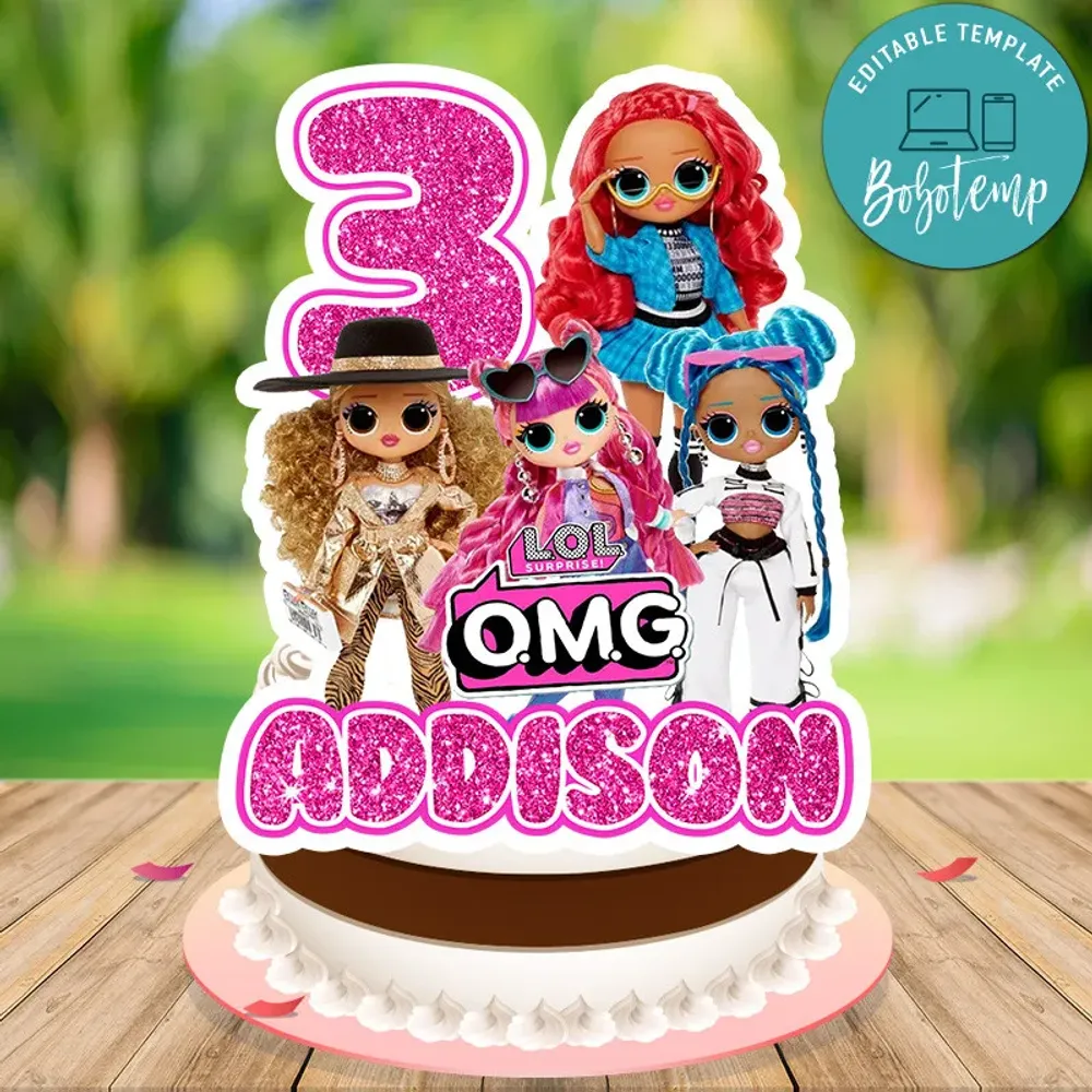 Omg surprise Birthday Cake Topper Template Printable | Bobotemp