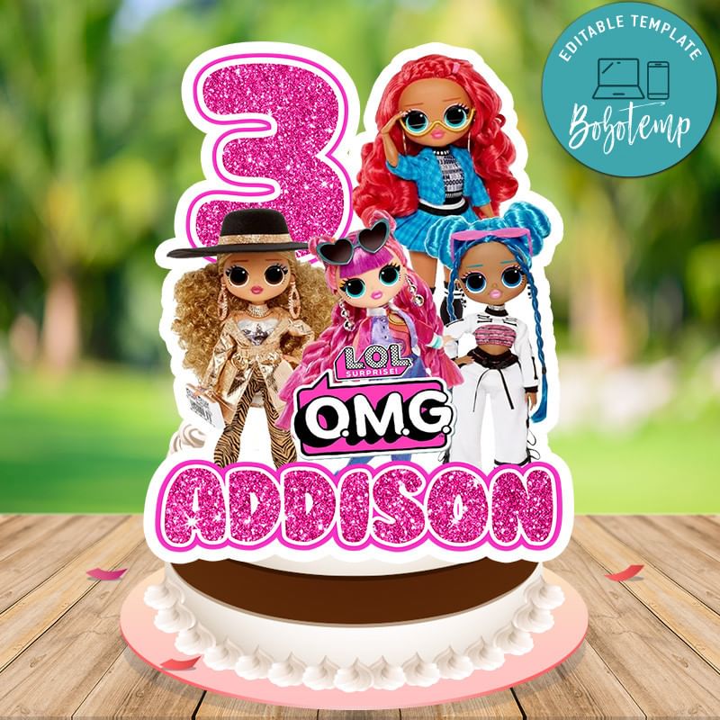 Omg surprise Birthday Cake Topper Template Printable | Sportspartydesign