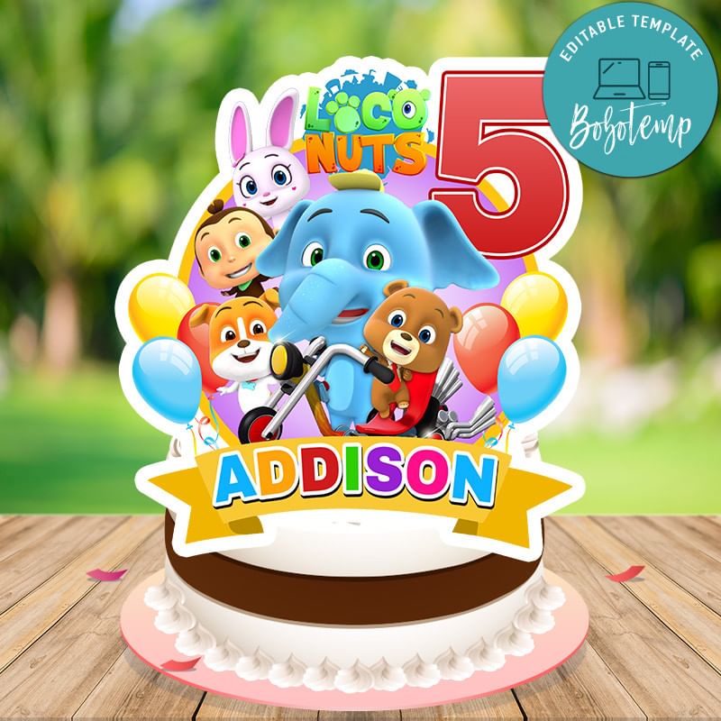 Loco nuts Birthday Cake Topper Template Printable | Bobotemp