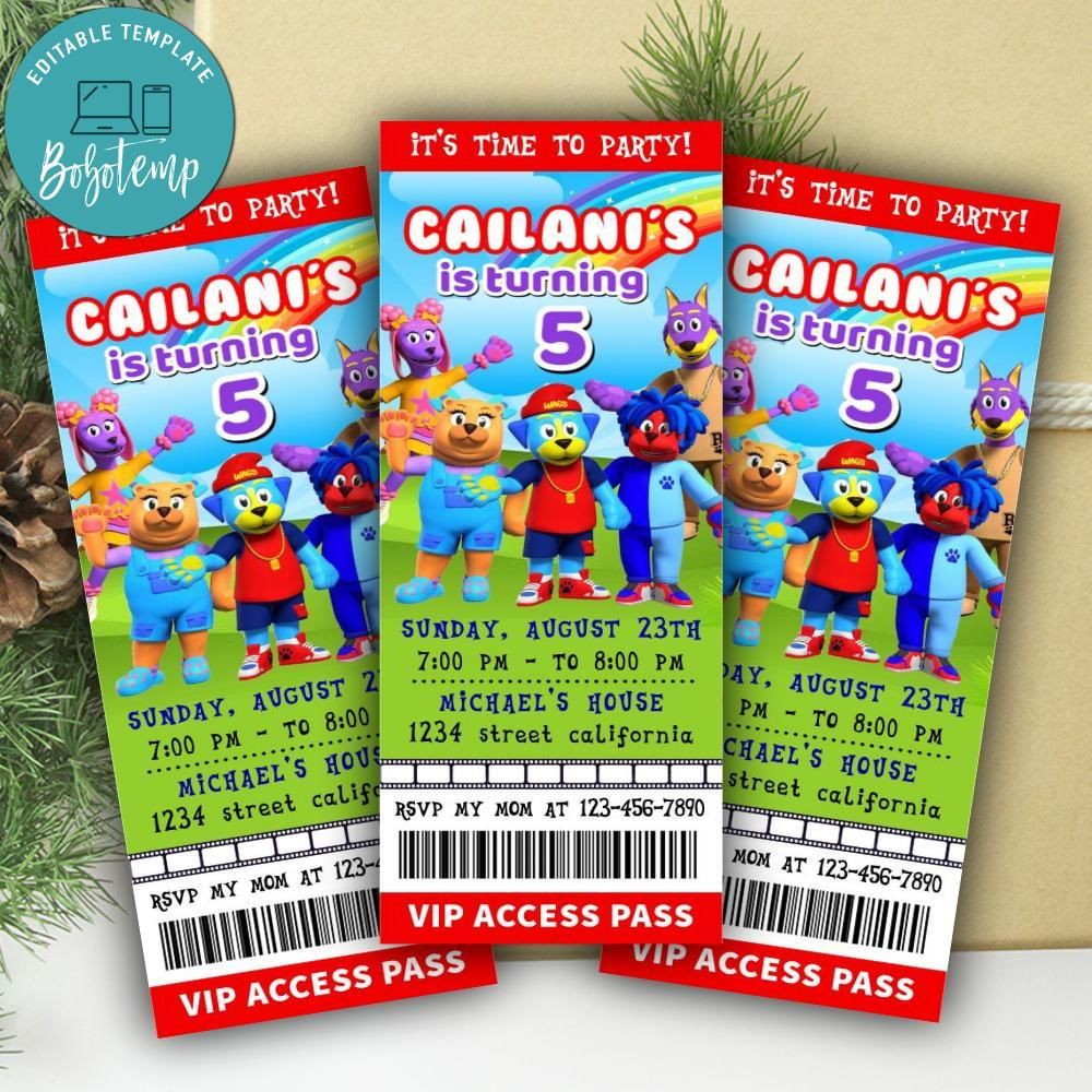 Doggyland Ticket Invitation Customizable Template | Bobotemp