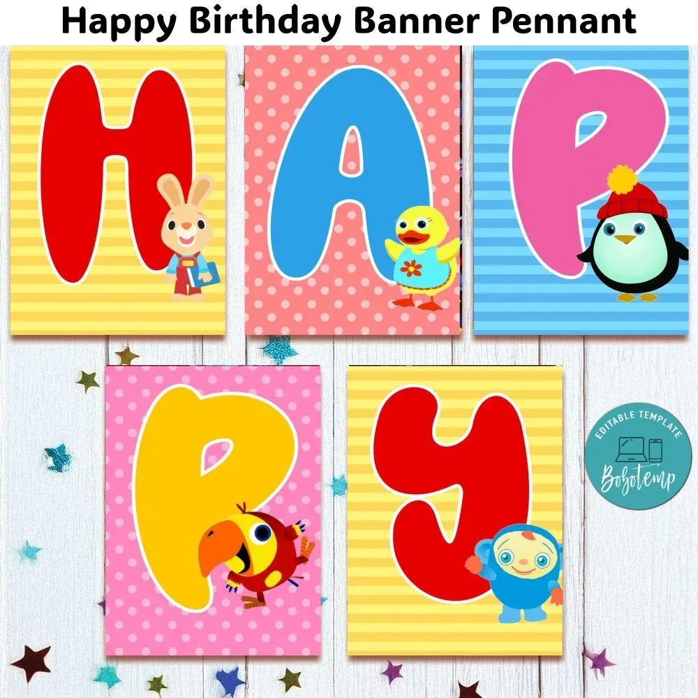 Baby First Tv Banner Pennant Digital File Template | Bobotemp