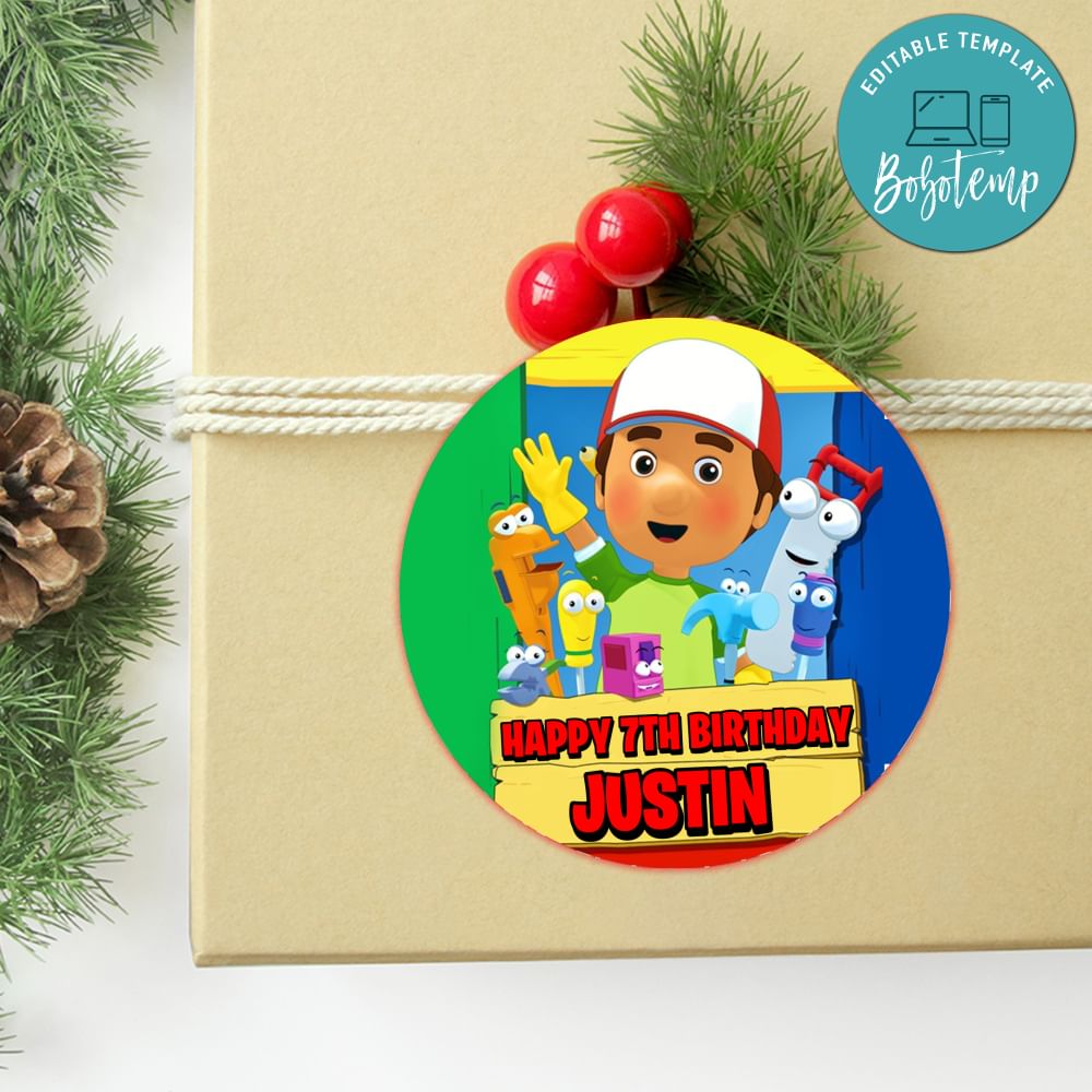 Handy Manny Circle Sticker Template Customizable DIY | Bobotemp