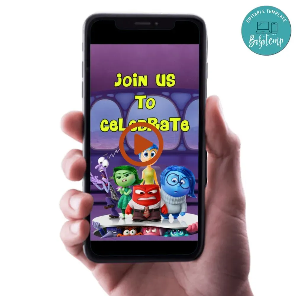 Inside out 2 Video Invitation Digital Template DIY | Bobotemp