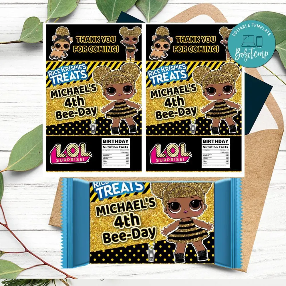 Lol Queen Bee Rice Krispies Treats Template Printable DIY | Bobotemp Shop