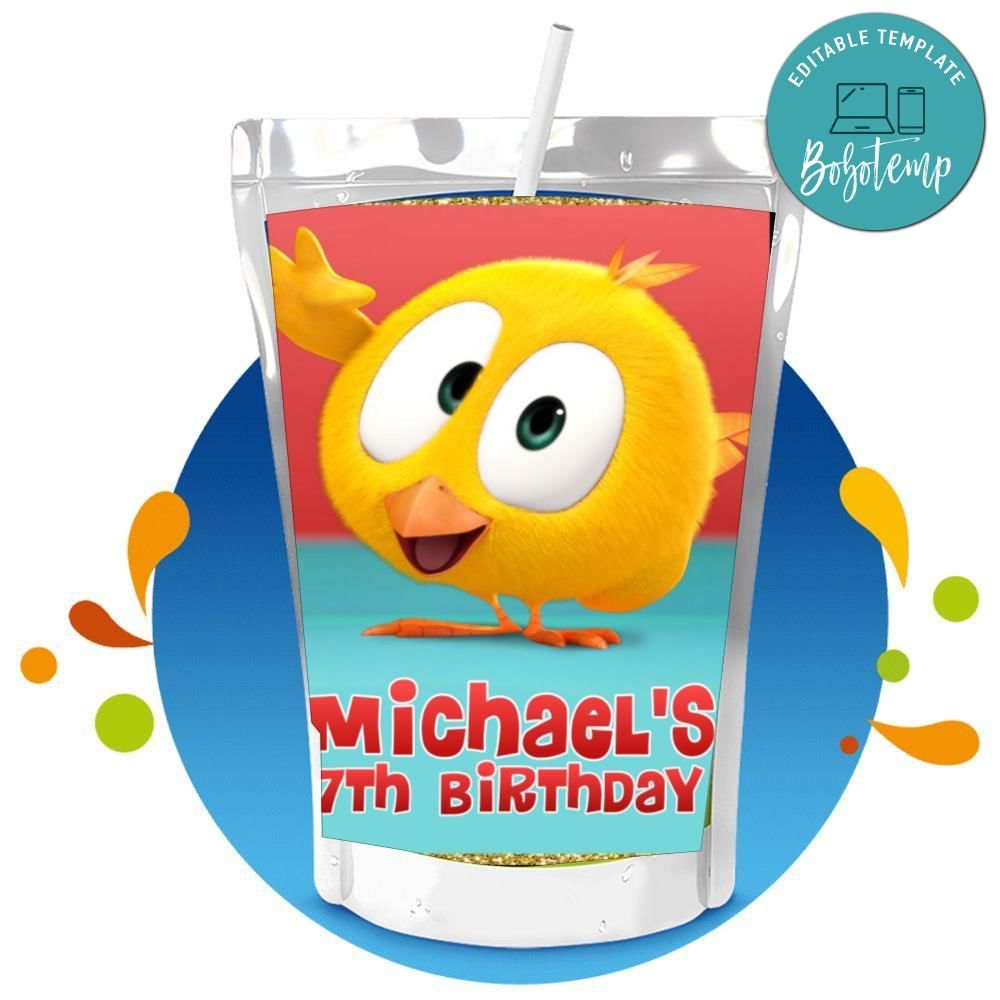 Pollito Chicky Capri Sun Birthday Digital File Printable | Bobotemp