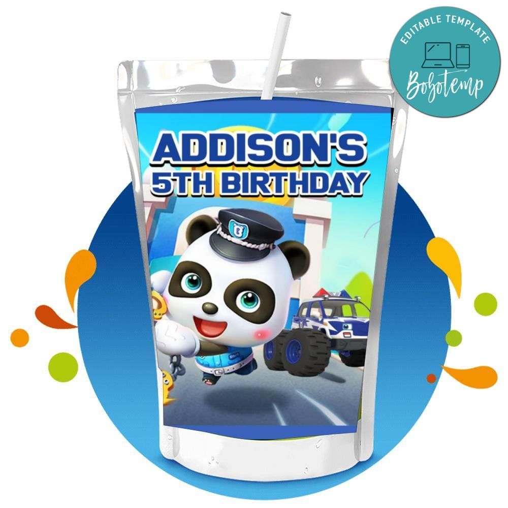 Babybus police Capri Sun Birthday Digital File Printable | Bobotemp