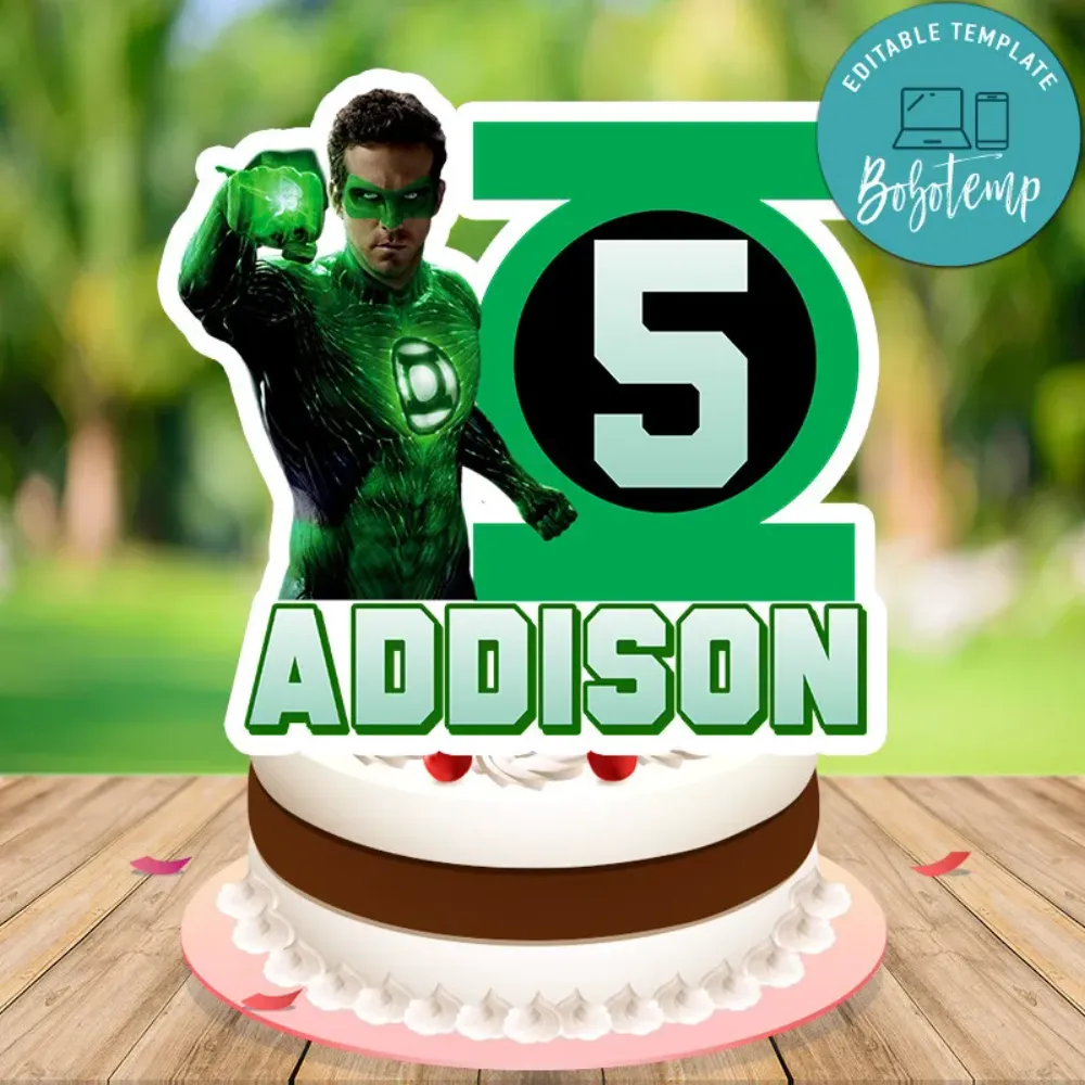 Green Lantern Birthday Cake Topper Template Printable Createpartylabels