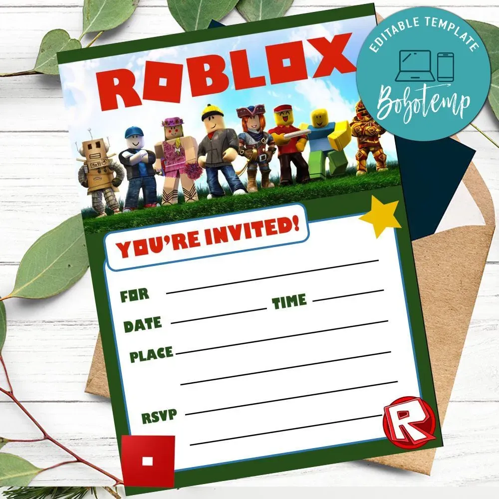 Roblox fill in blank Invitation Customizable Template DIY | Bobotemp