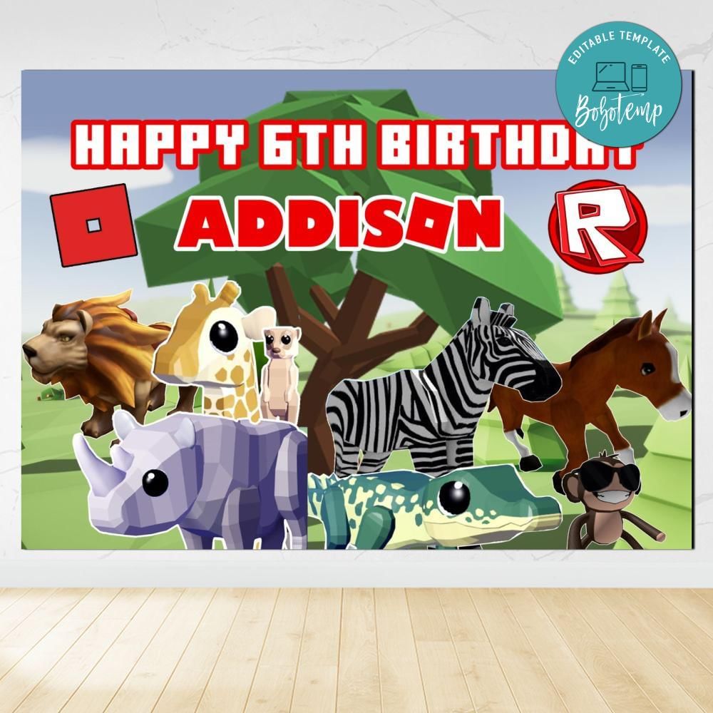 Roblox Safari Birthday Backdrop Digital File Template | Bobotemp