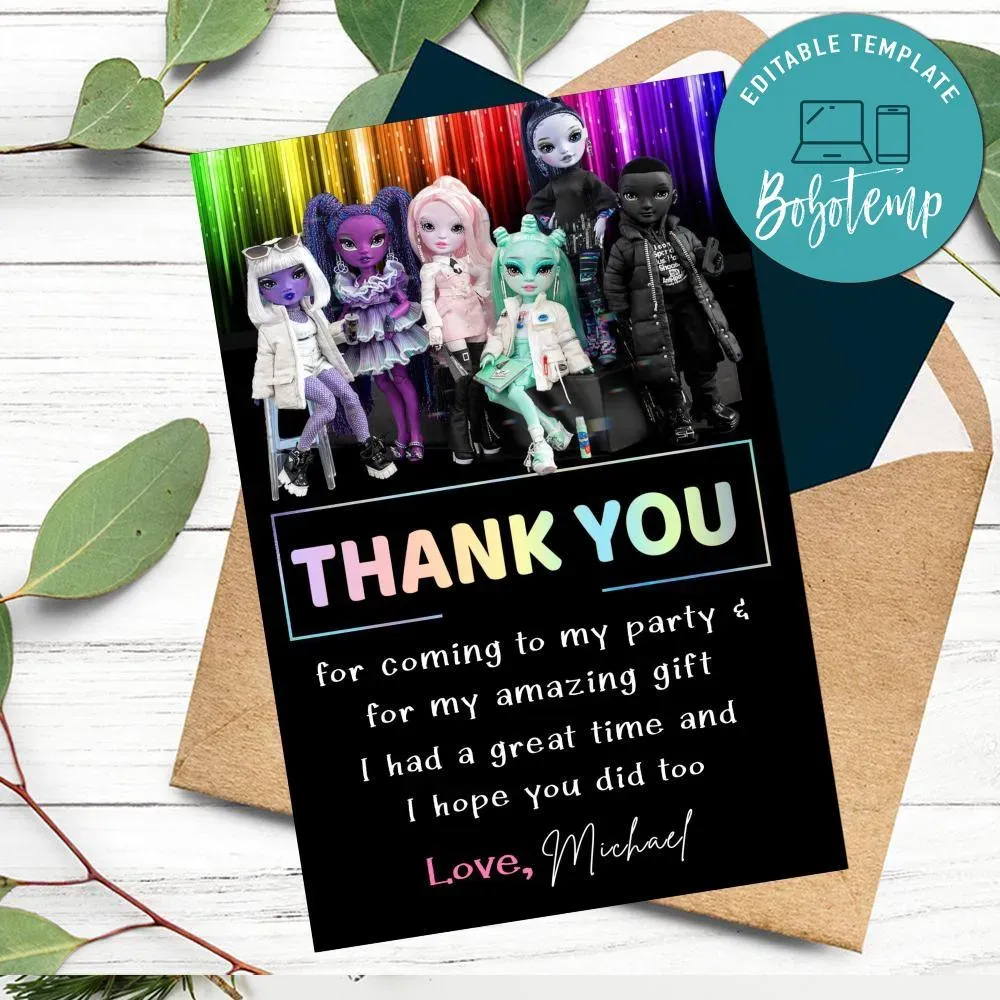 Shadow High Thank You Card Customizable Template DIY | Bobotemp