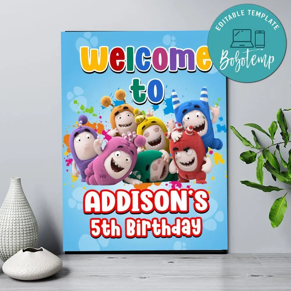 Oddbods Birthday Welcome Sign Digital File Printable DIY | Bobotemp
