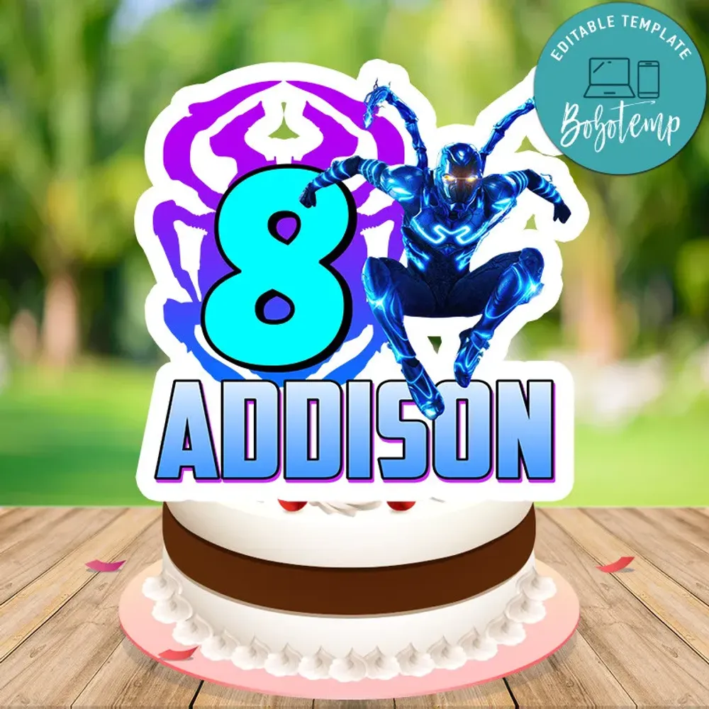 Blue beetle Birthday Cake Topper Template Printable | Bobotemp