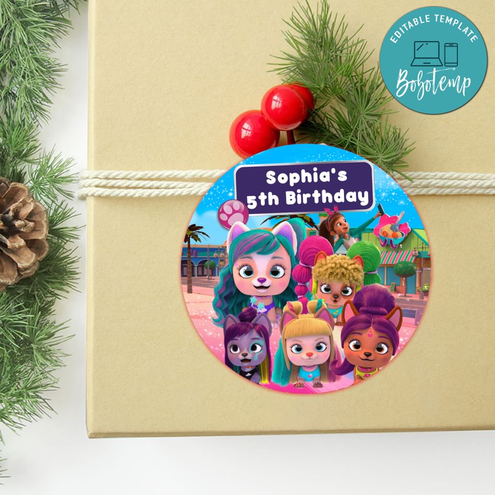 I Love Vip Pets Circle Sticker Template Customizable DIY | Bobotemp