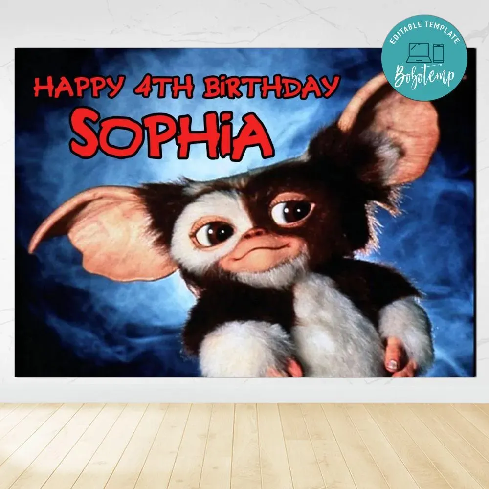 Gremlins Gizmo Birthday Backdrop Digital File Template | Bobotemp
