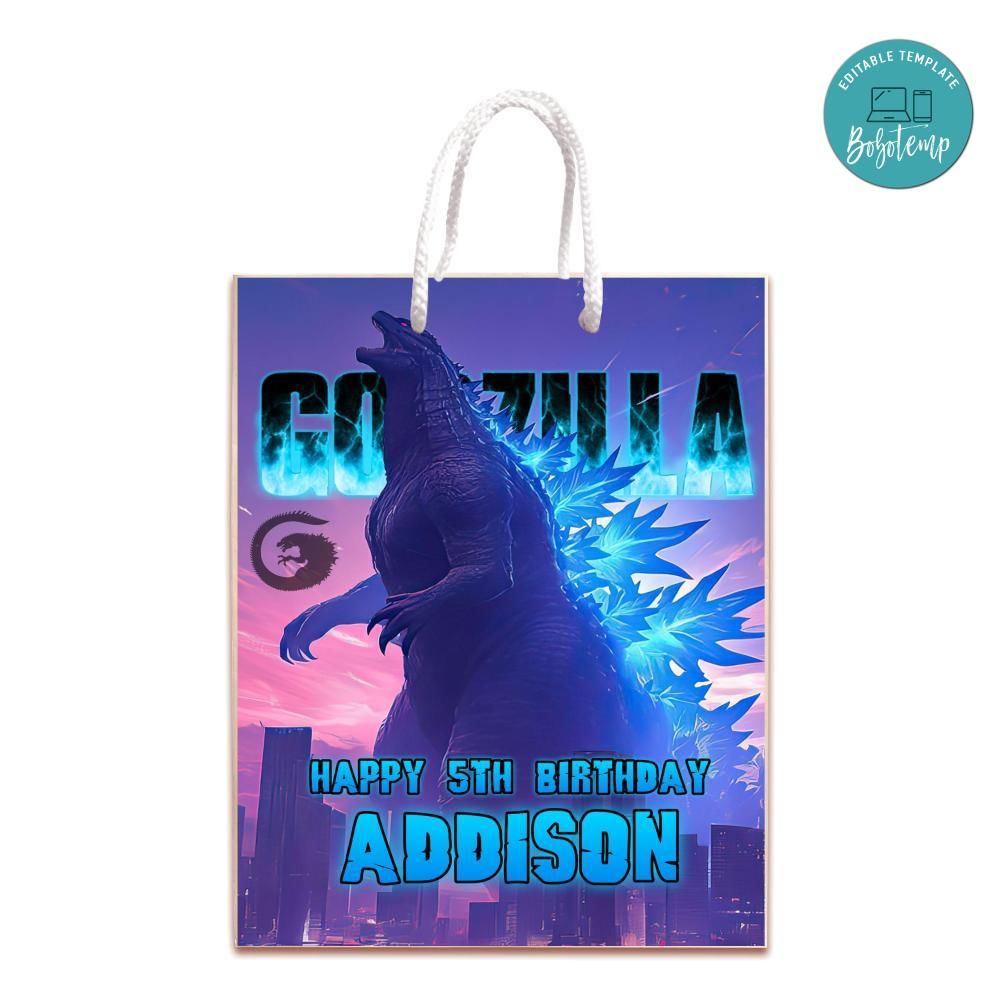 Godzilla Gift Bag Label Template Printable DIY | Bobotemp